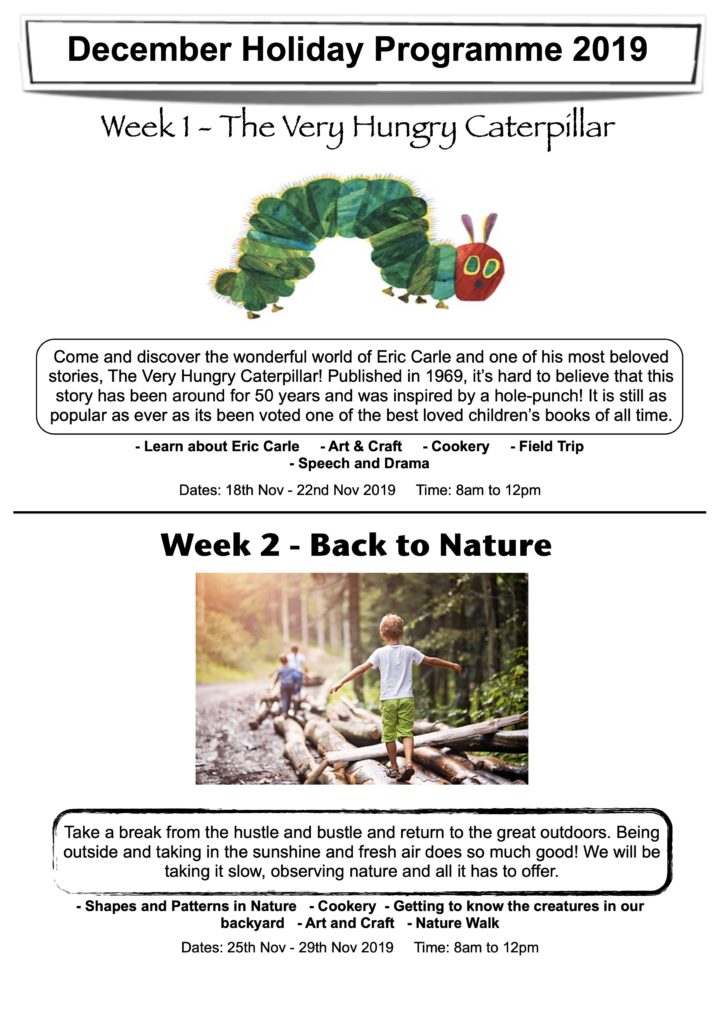 December Holiday Programme 2019 – Bello Bambini Montessori